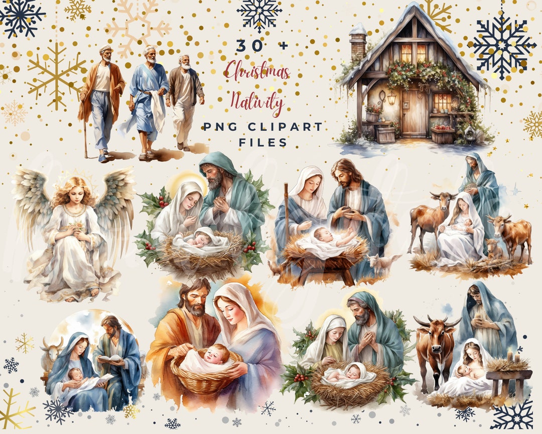 Christmas Nativity Scene Clipart PNG, Christmas Bundle, Nativity PNG ...