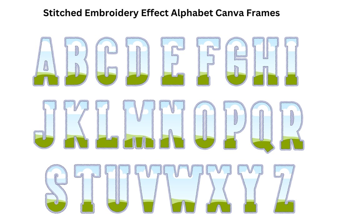 Embroidered Alphabet Drag & Drop CANVA Template Pack, Stitched Effect ...