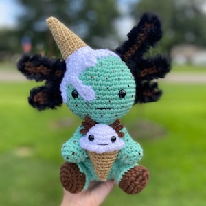 Ice Cream Candy Mint Chocolate Chip Crochet Axolotl Plush - Etsy