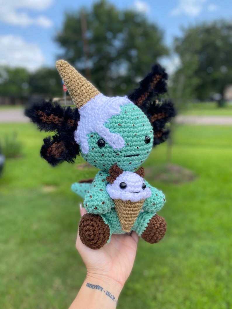 Ice Cream Candy Mint Chocolate Chip Crochet Axolotl Plush - Etsy