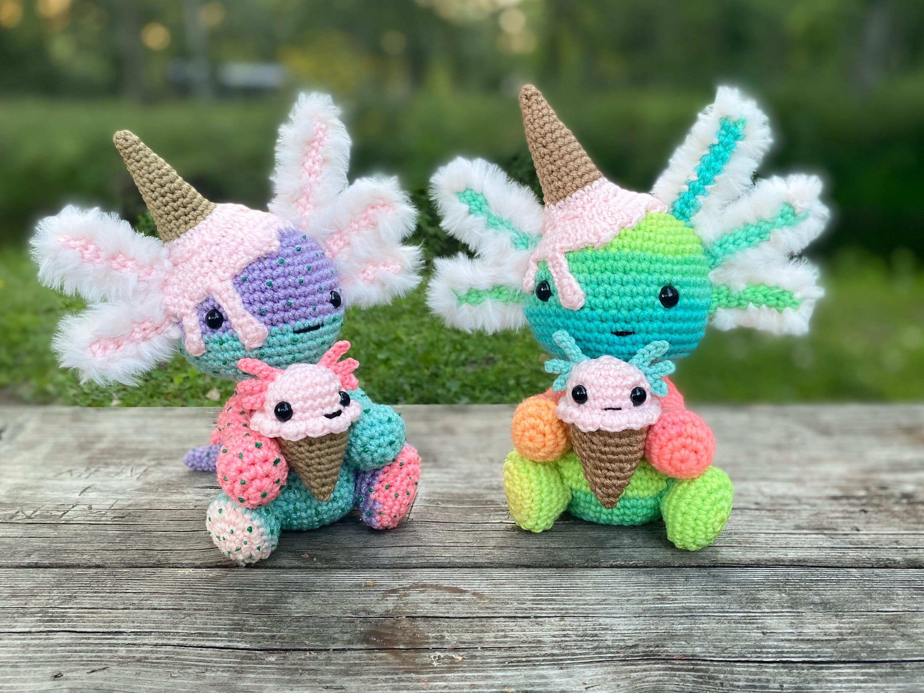 Cotton Candy Axolotls - Crochet Axolotl Plush - Etsy