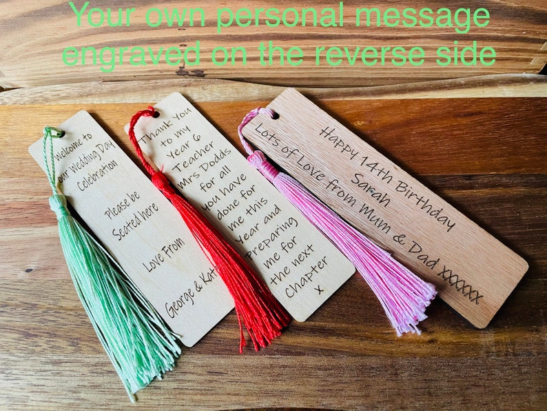 Personalised Wooden Bookmarks. Hand Made and Laser Engraved. Choice of ...