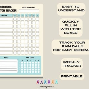 Autoimmune Symptom Tracker - Pain Tracker - Digital and Printable PDF ...