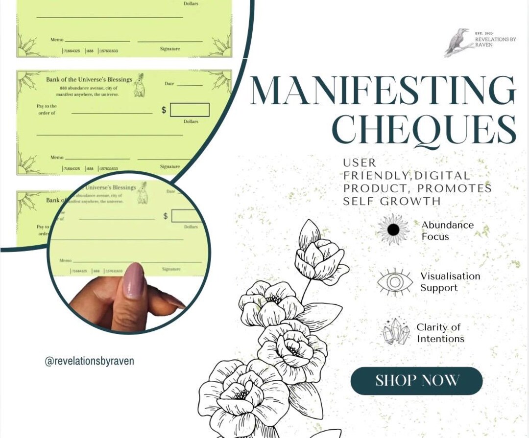 Manifestation Cheque- Vision Board- Dollars Design - Etsy