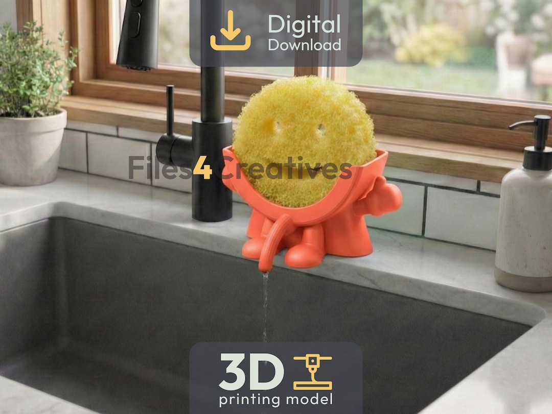 Funny Oversized Sponge Holder STL – Playful Character Sink Organizer ...