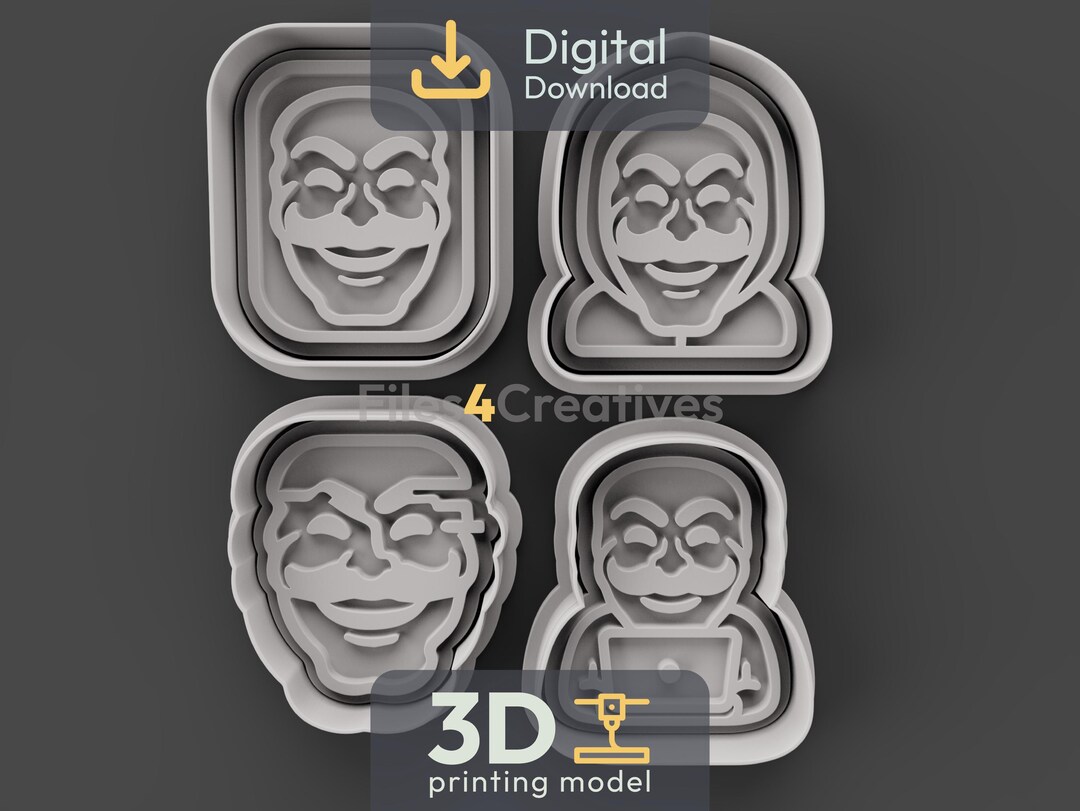Hacker Mask Cookie Cutter Bundle 3D Printing File STL – Digital ...