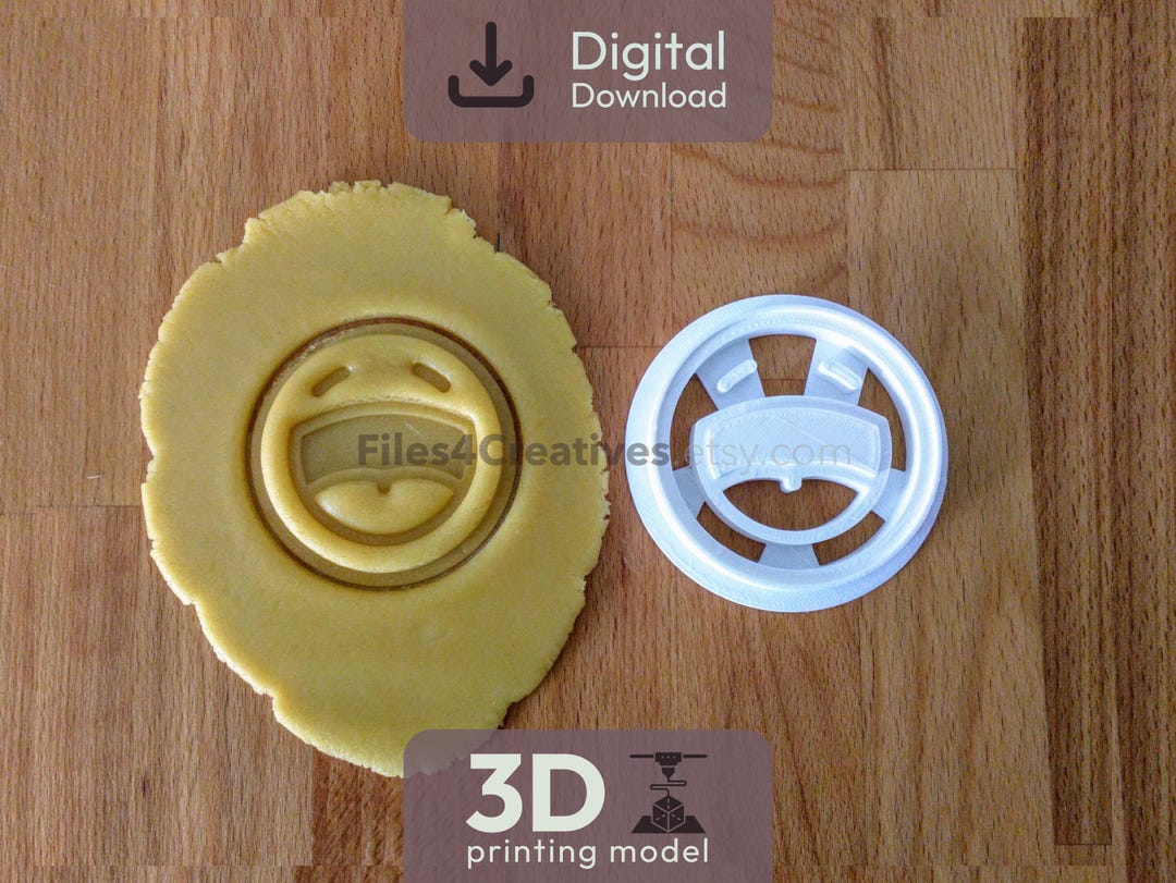 Laughing Emoji Cookie Cutter 3D STL File – Digital Download for 3D ...