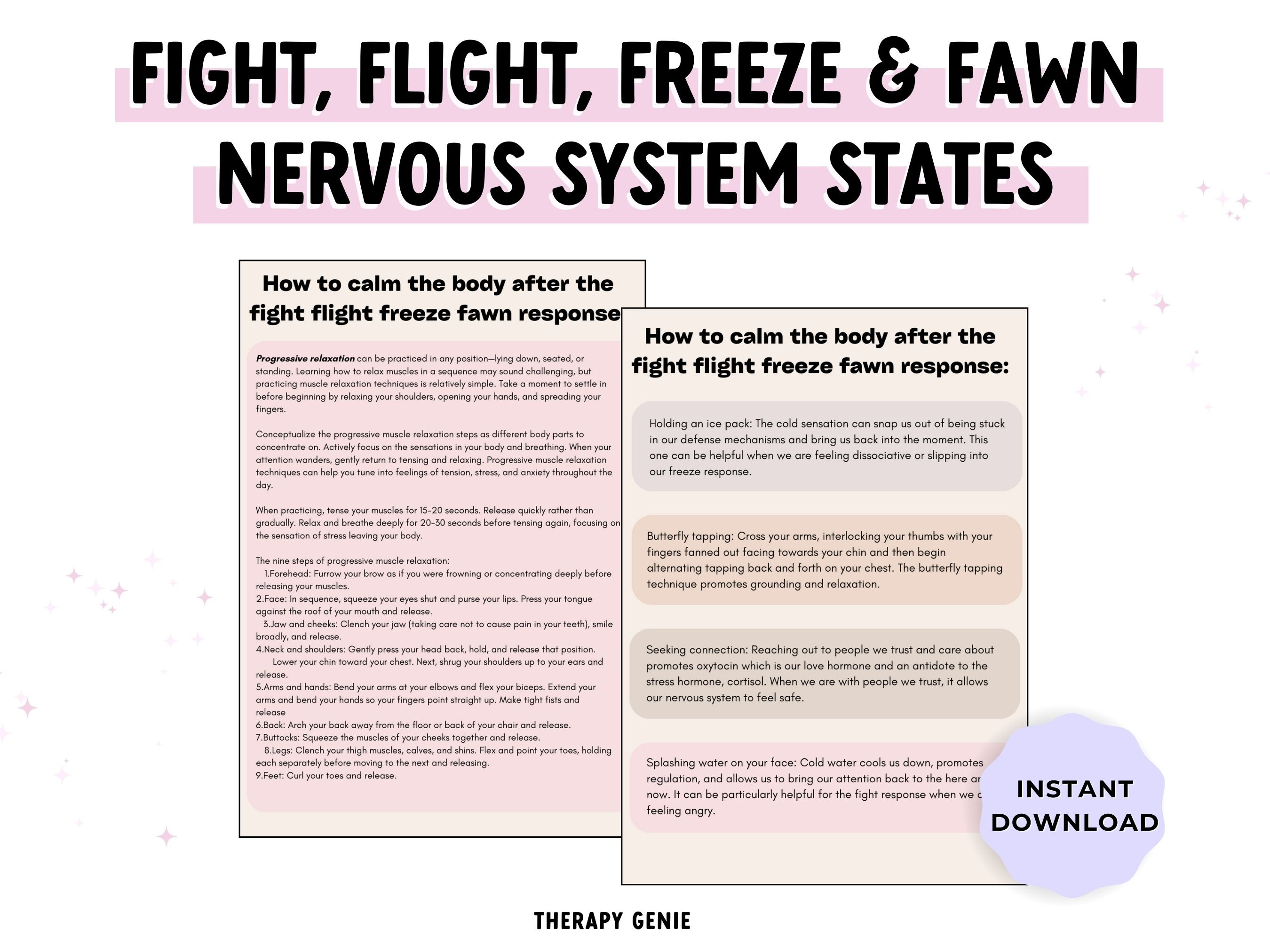 Nervous System States Fight Flight Freeze and Fawn Educational Instant ...