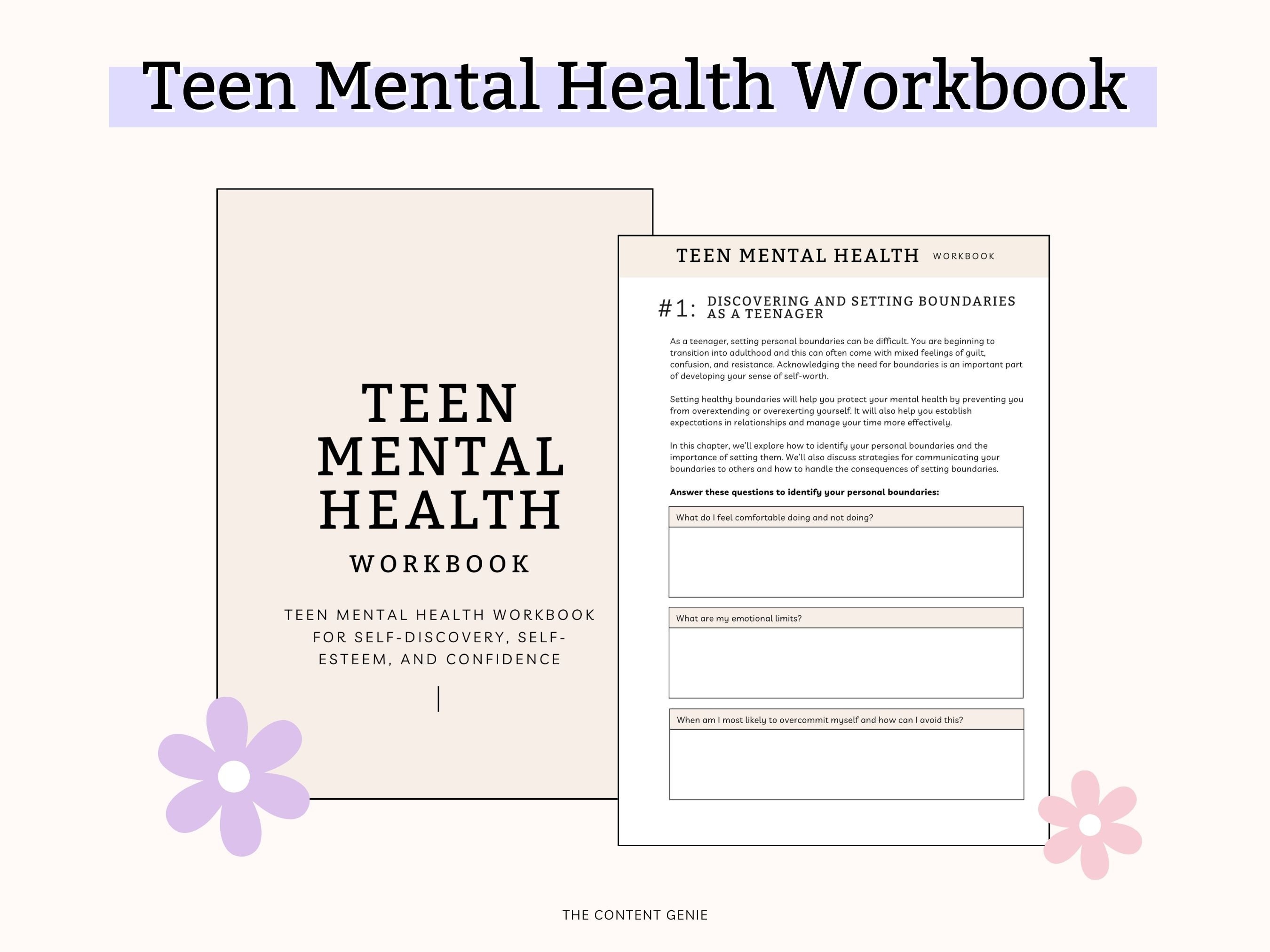 Teen Mental Health Workbook Therapy Worksheets Self Discovery and ...