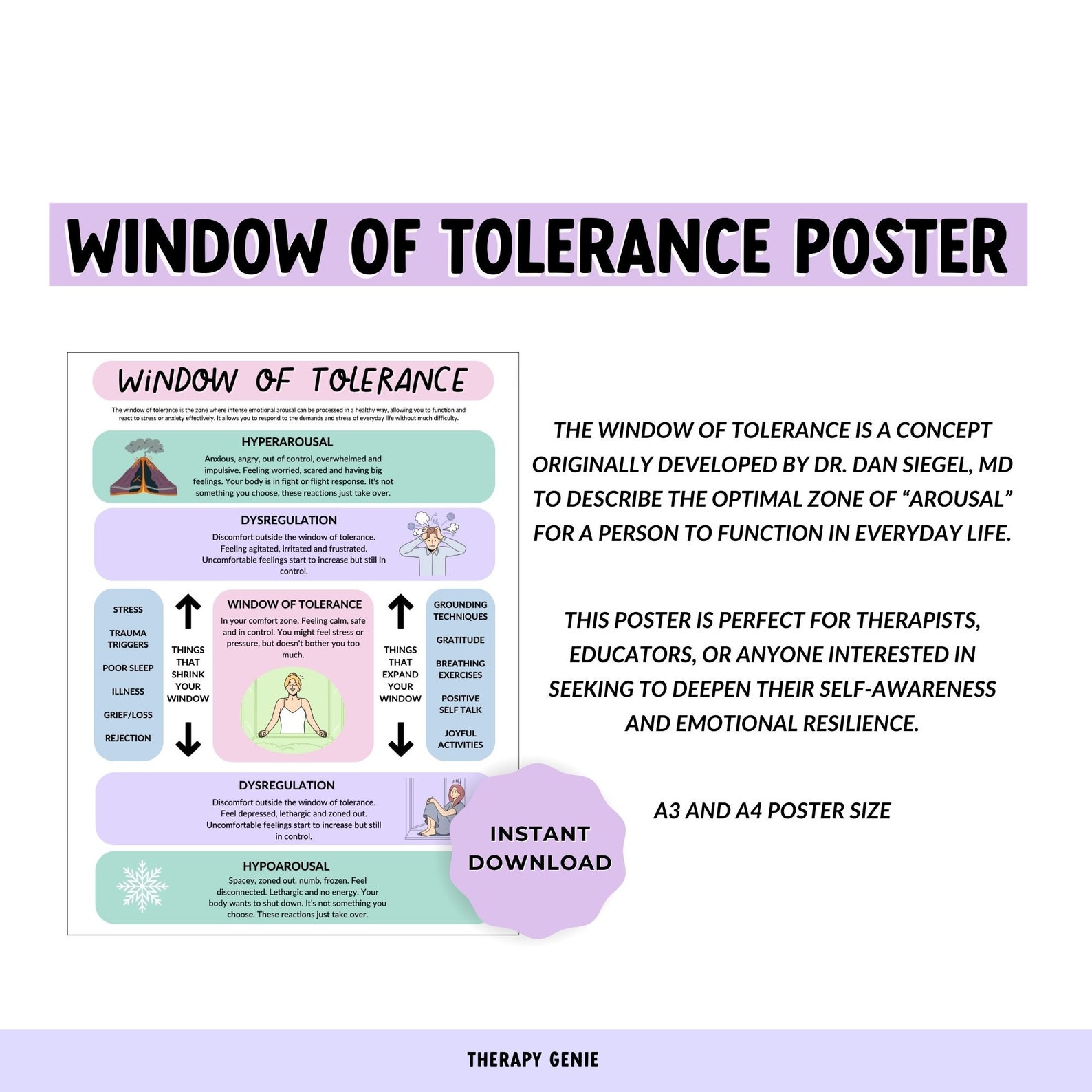 Window of Tolerance Poster Understand Your Arousal States and Learn How ...