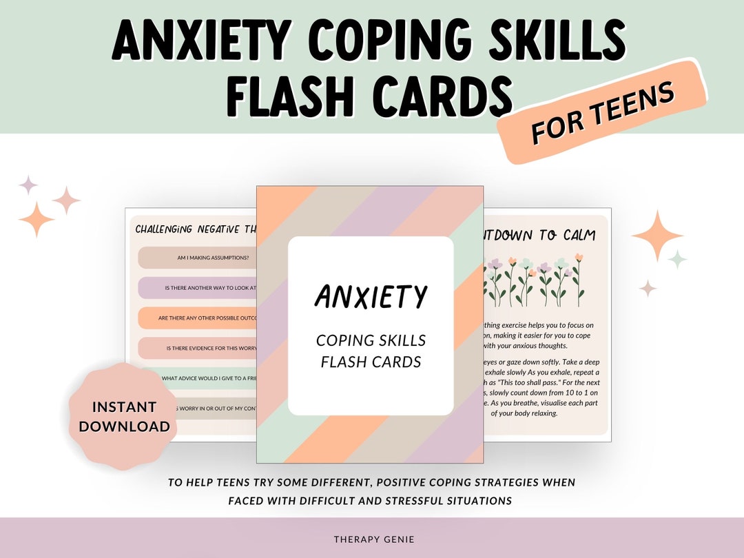 Anxiety Coping Skill Flash Cards for Teens Anxiety Relief Therapy ...