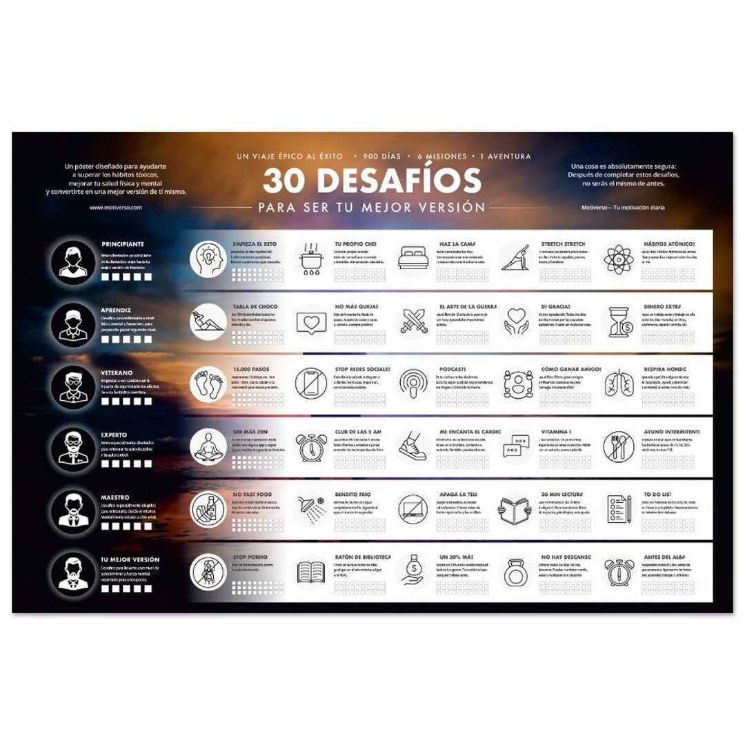 “30 Challenges” Motivational Poster | Daily Challenge to Be Your Best ...