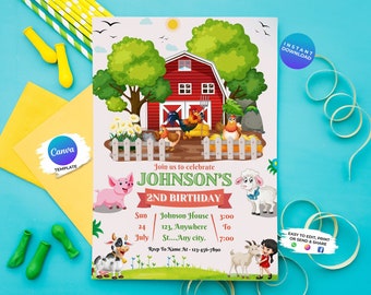 Editable Farm Theme Invitation - Etsy