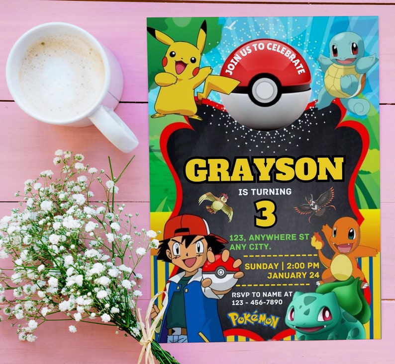 Editable Pokemon Birthday Invitation Pokemon Party - Etsy