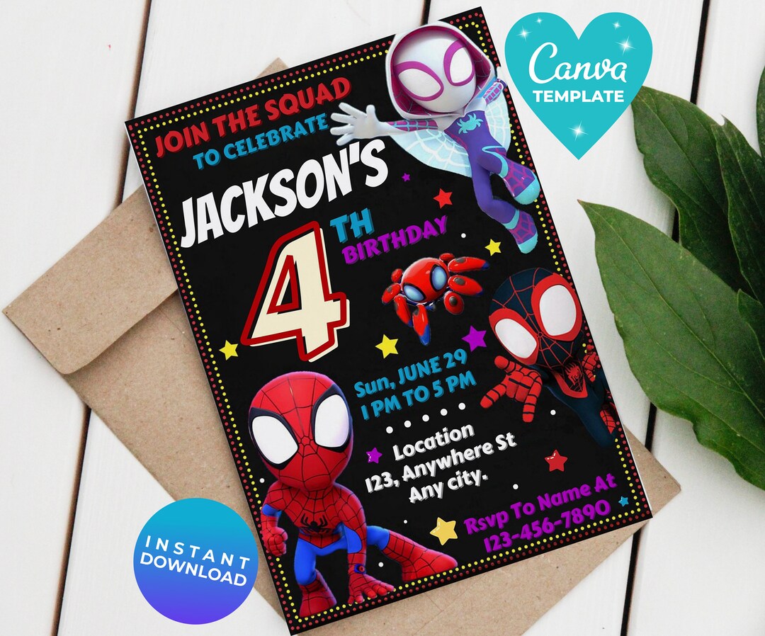 Editable Spider Man Birthday Invitation Spider Man Kids Party ...
