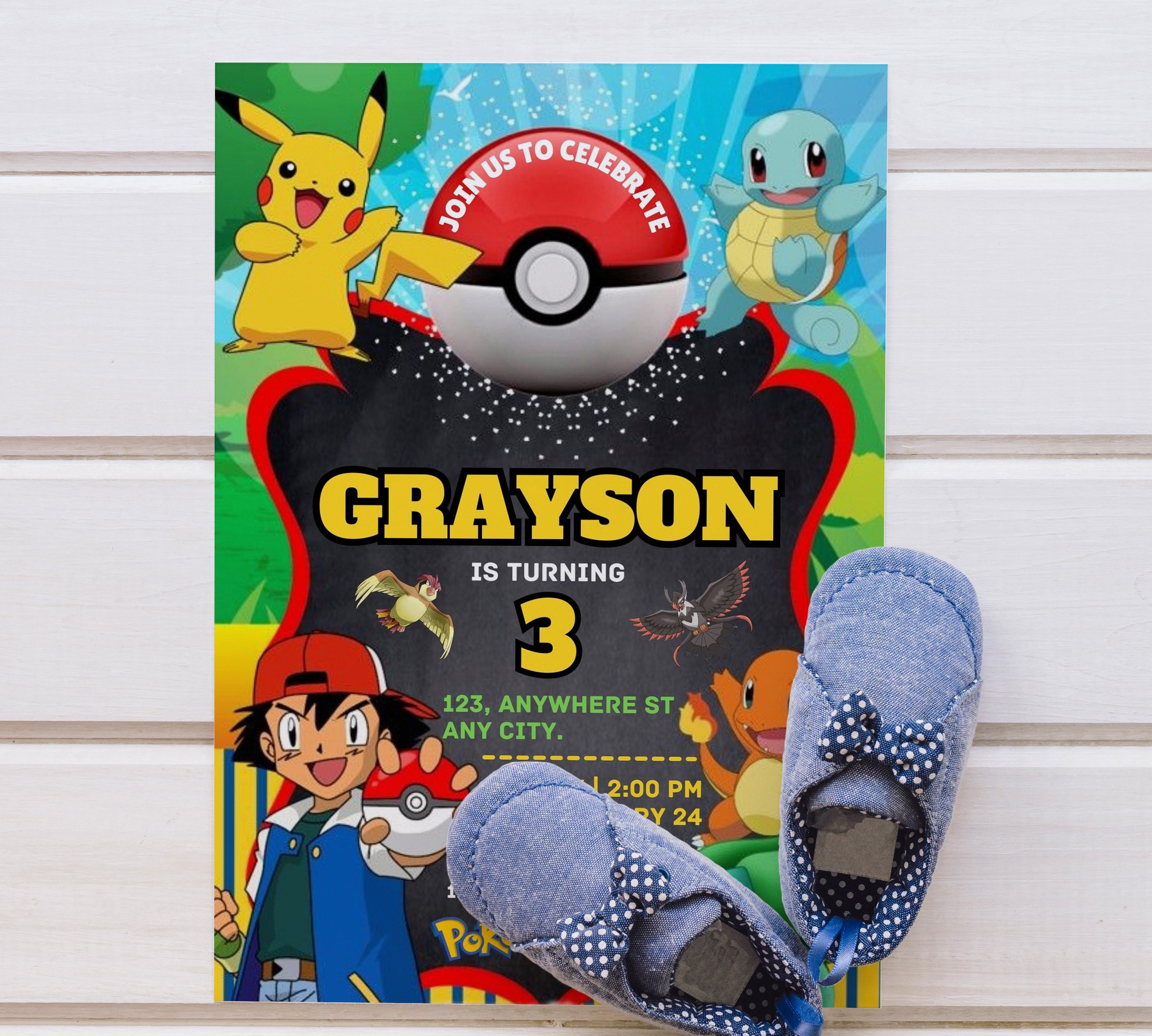 Invitación de cumpleaños de Pokémon editable / Invitación de - Etsy México