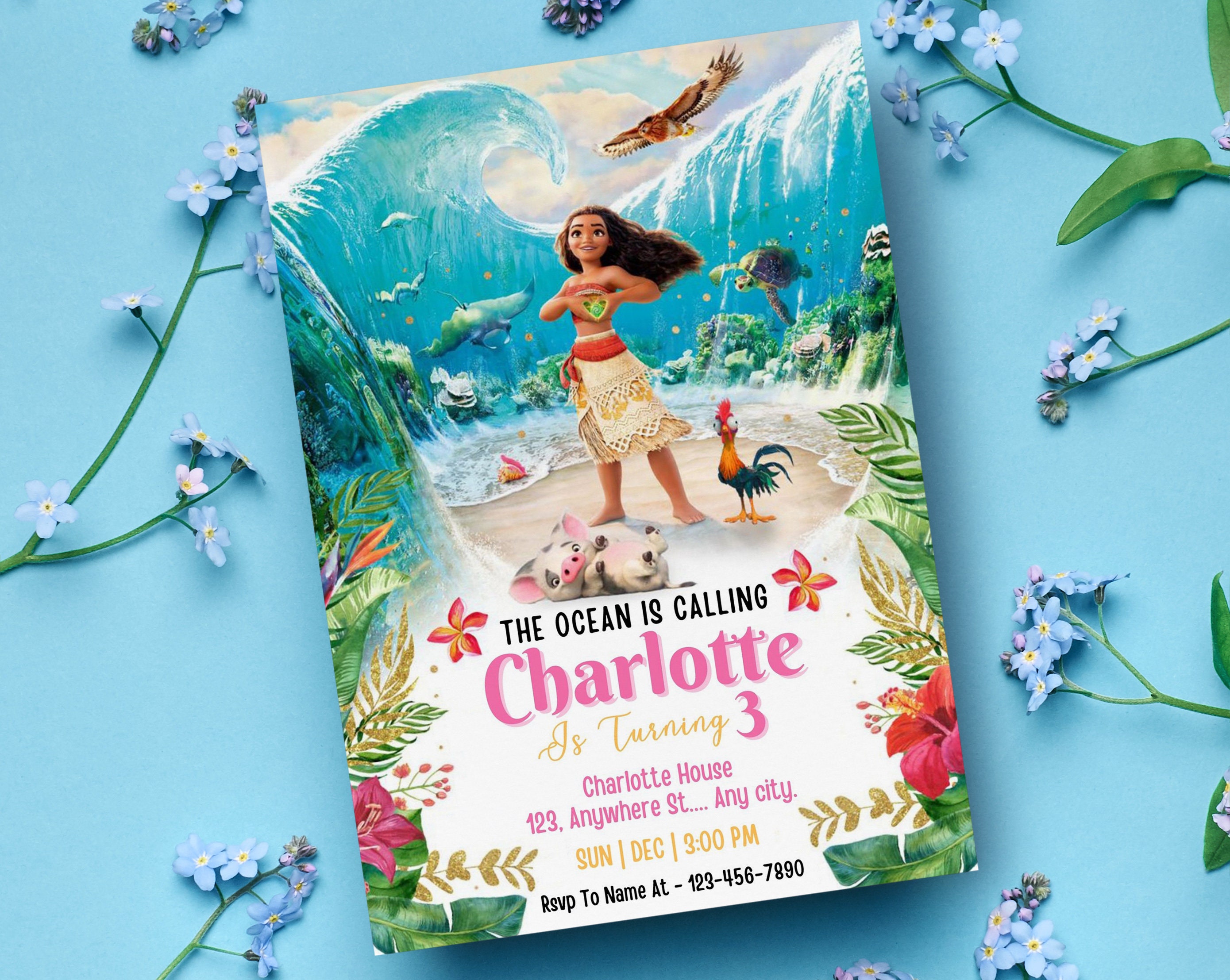 Editable Moana Birthday Invitation Moana Theme Party - Etsy Australia