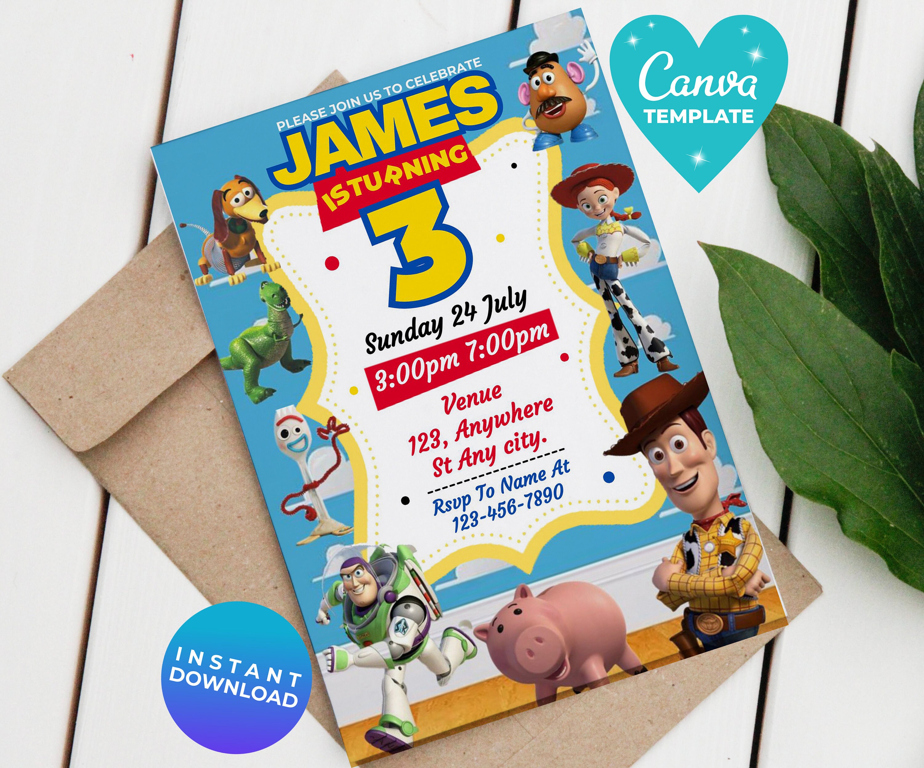 Editable Toy Story Birthday Invitation Toy Story Party Invitation ...