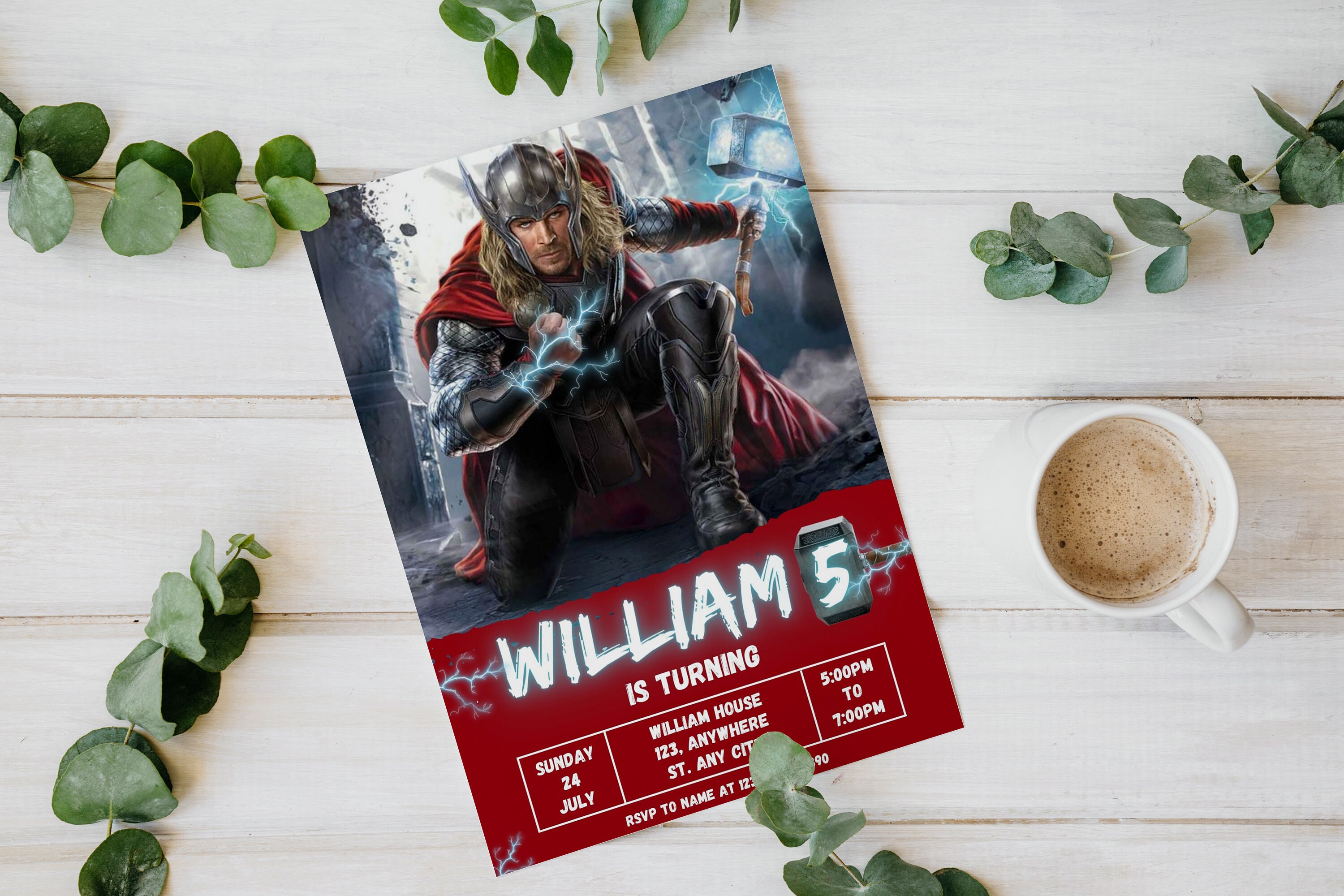 Editable Thor Birthday Invitation Mighty Thor Party Invitation Thunder ...