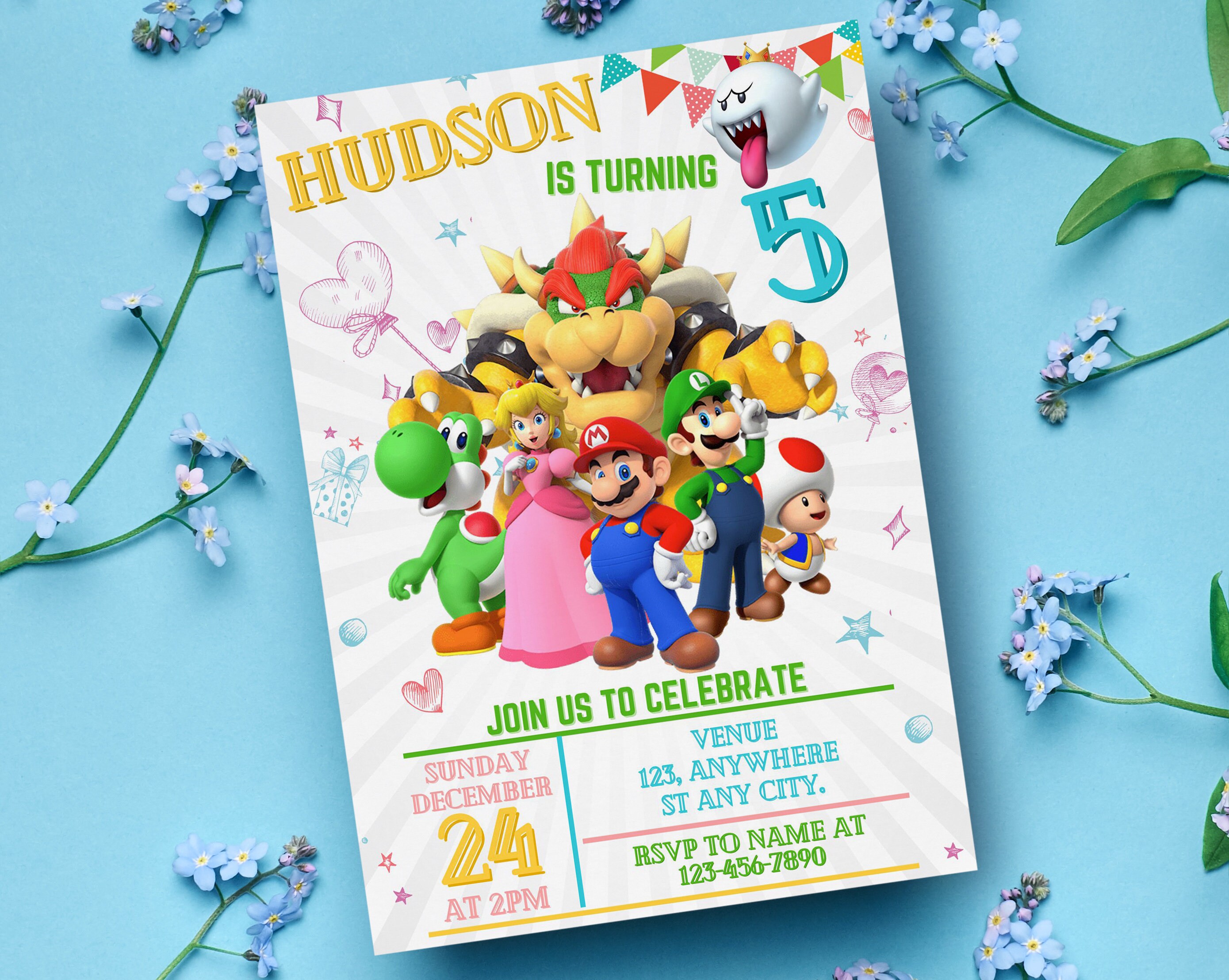 Editable Super Mario Birthday Invitation Super Mario Party Invitation ...