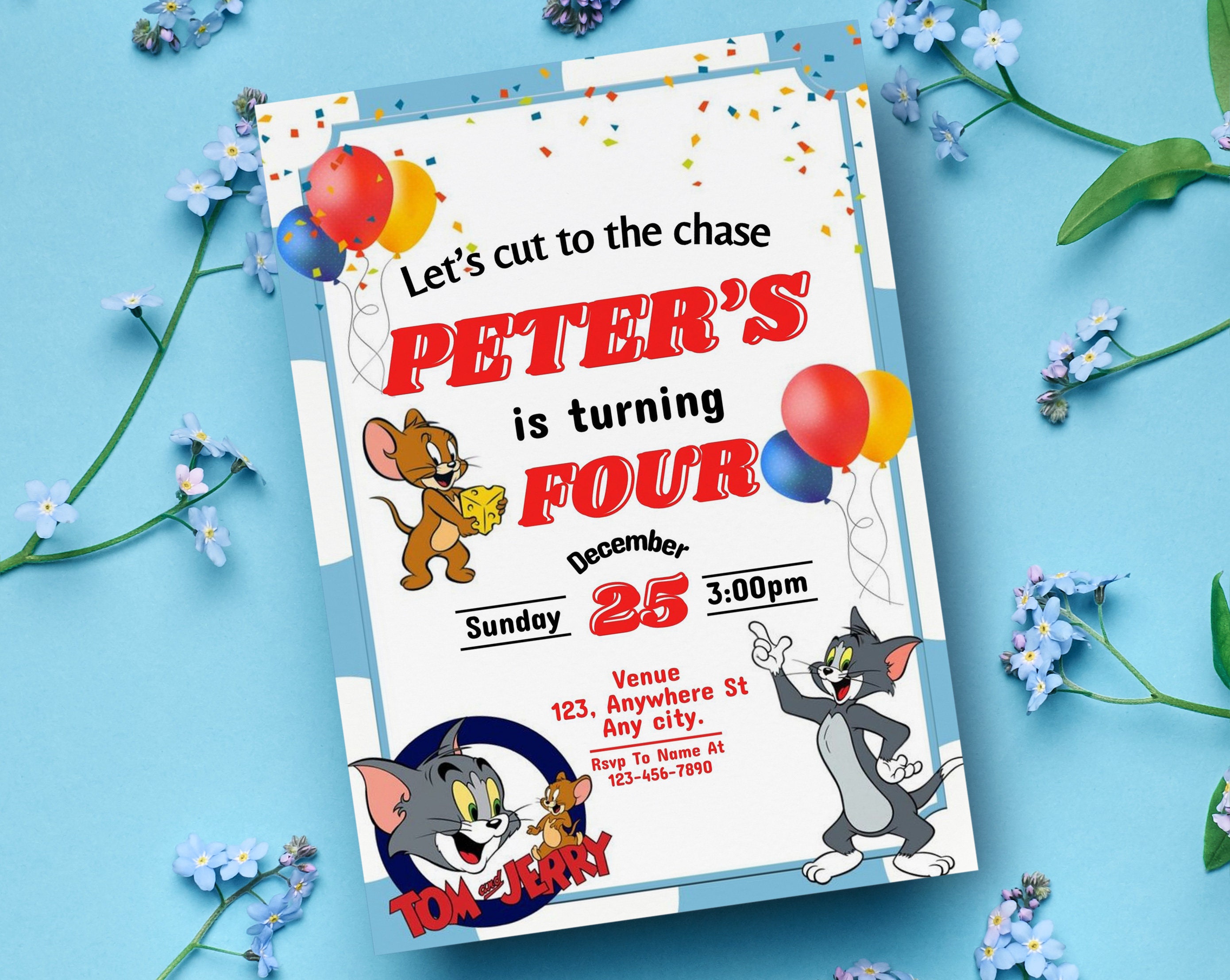 Editable Tom and Jerry Birthday Invitation Tom and Jerry - Etsy