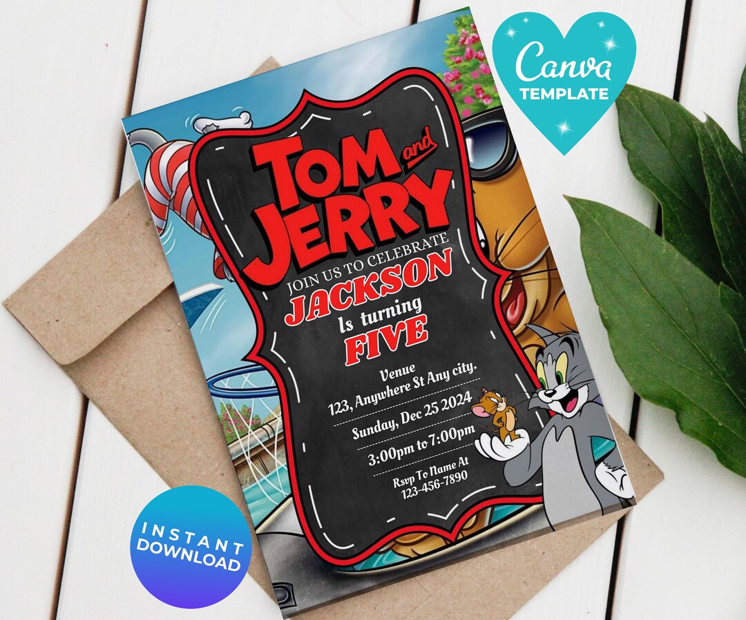 Editable Tom and Jerry Birthday Invitation Tom and Jerry Party ...