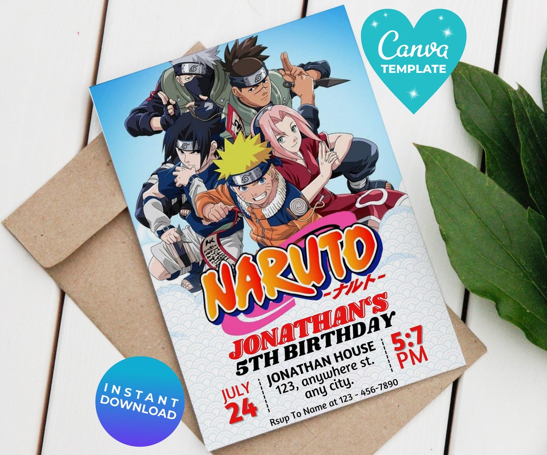 Editable Manga Anime Birthday Invitation Boys Manga Party Invitation ...