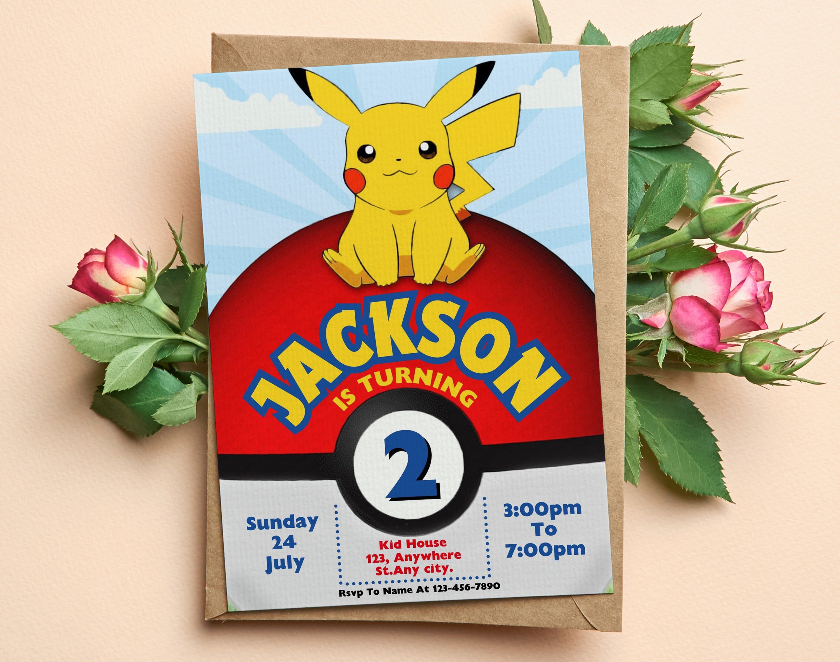 Editable Pokemon Birthday Invitation Pokemon Party Invitation Template ...