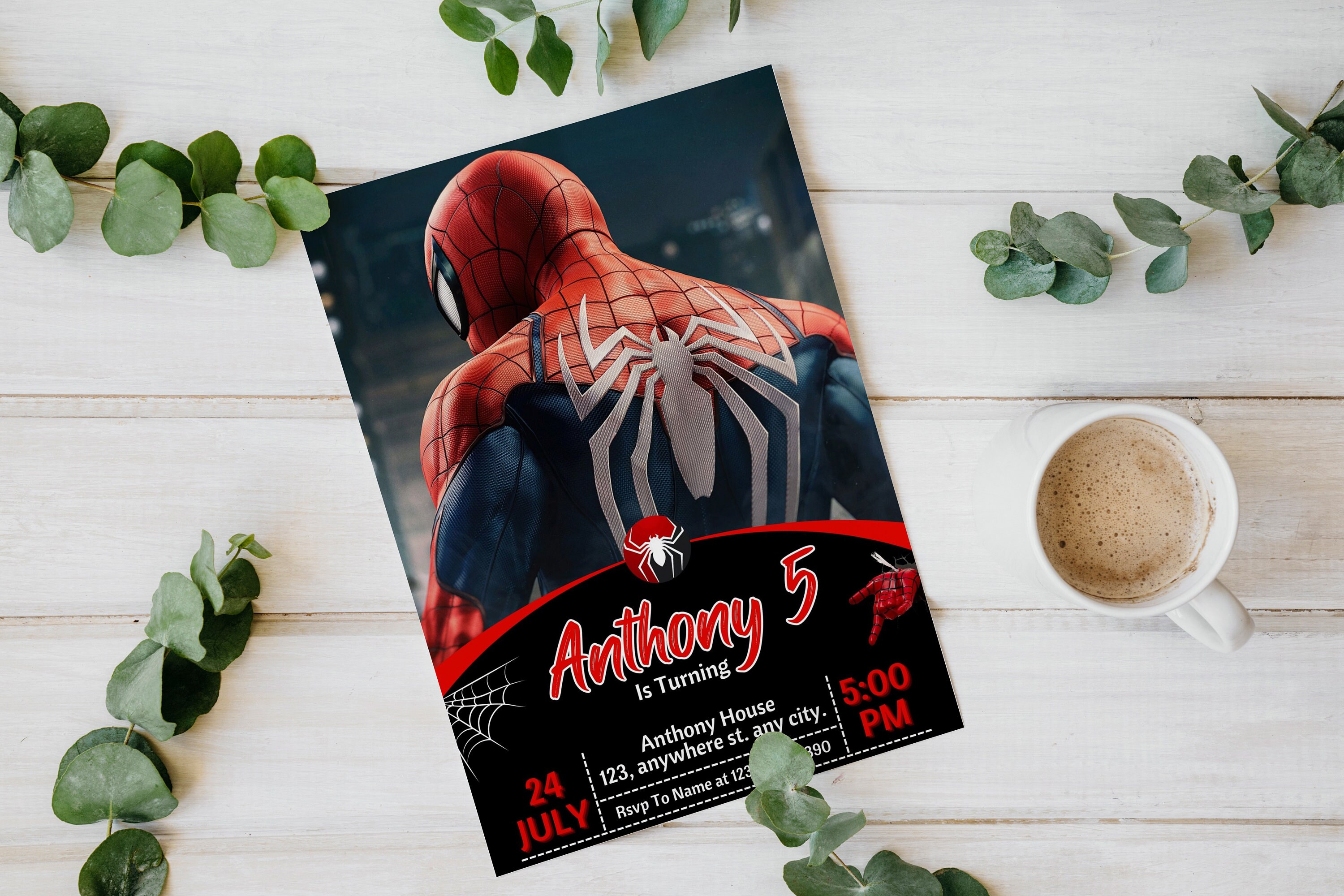 Editable Spider Man Birthday Invitation Spider Man Party Invitation ...
