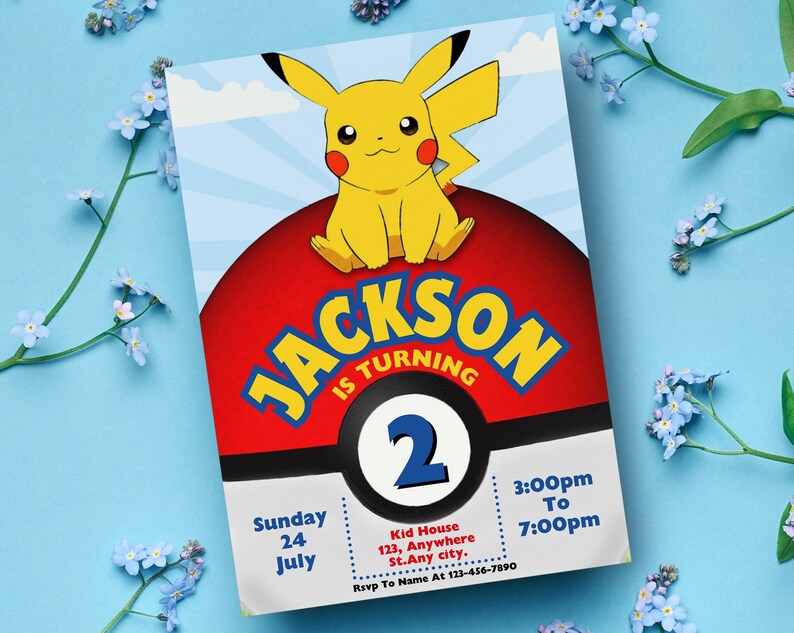 Editable Pokemon Birthday Invitation Pokemon Party Invitation Template ...