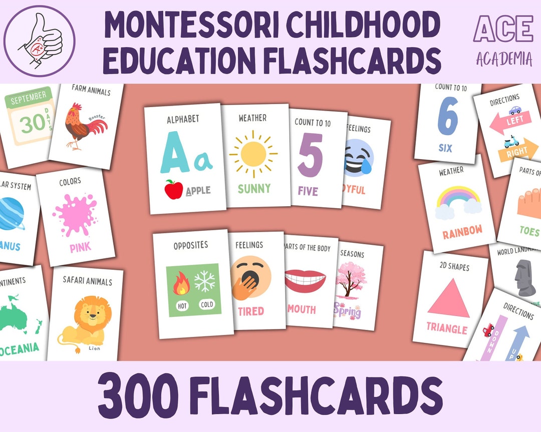 Educational Montessori Flashcards for Toddlers, Preschoolers and ...
