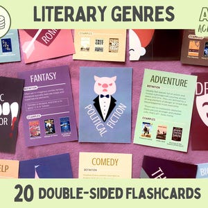 Set of 20 Literary Genre Flashcards for English Classrooms and School ...