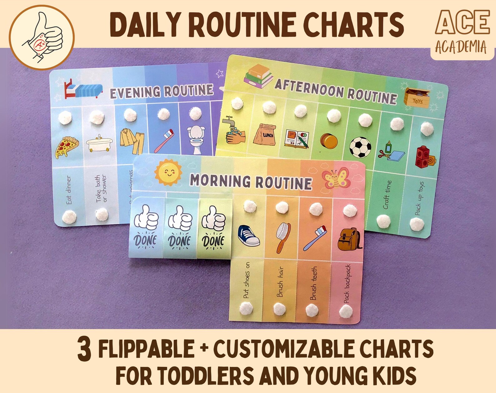 Morning, Afternoon & Evening Routine Chart, Flippable and Customizable ...