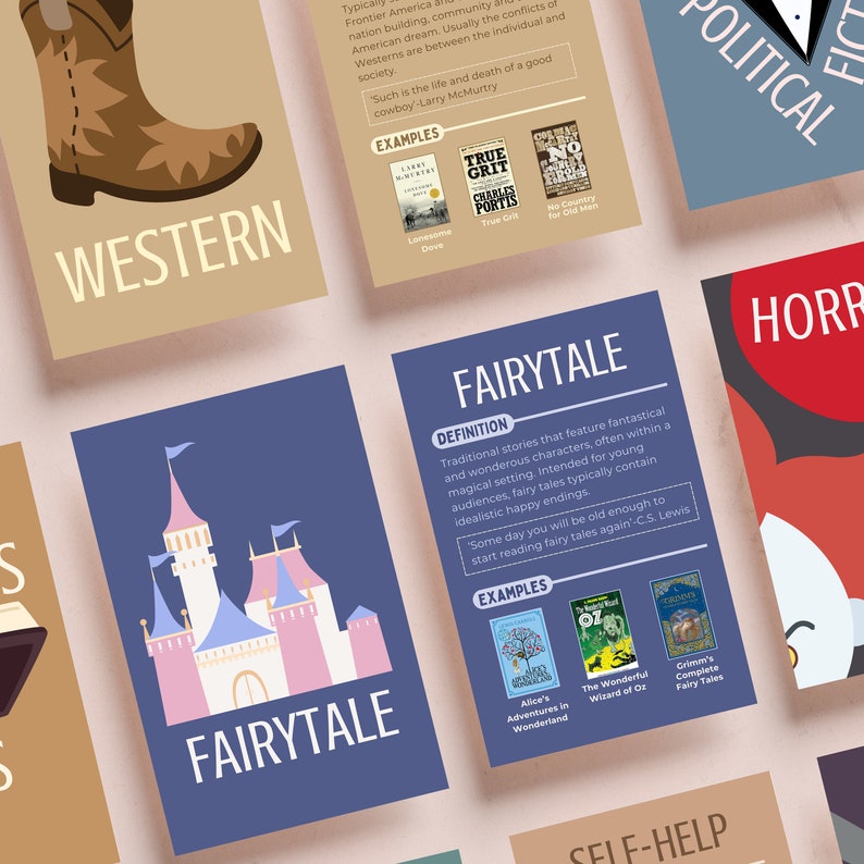 Set of 20 Literary Genre Flashcards for English Classrooms and School ...
