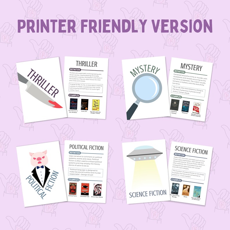 Set of 20 Literary Genre Flashcards for English Classrooms and School ...