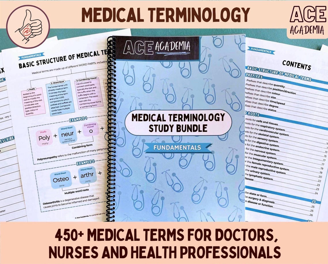 Medical Terminology Spiral Bound Bundle, Over 450 Medical Terms for ...
