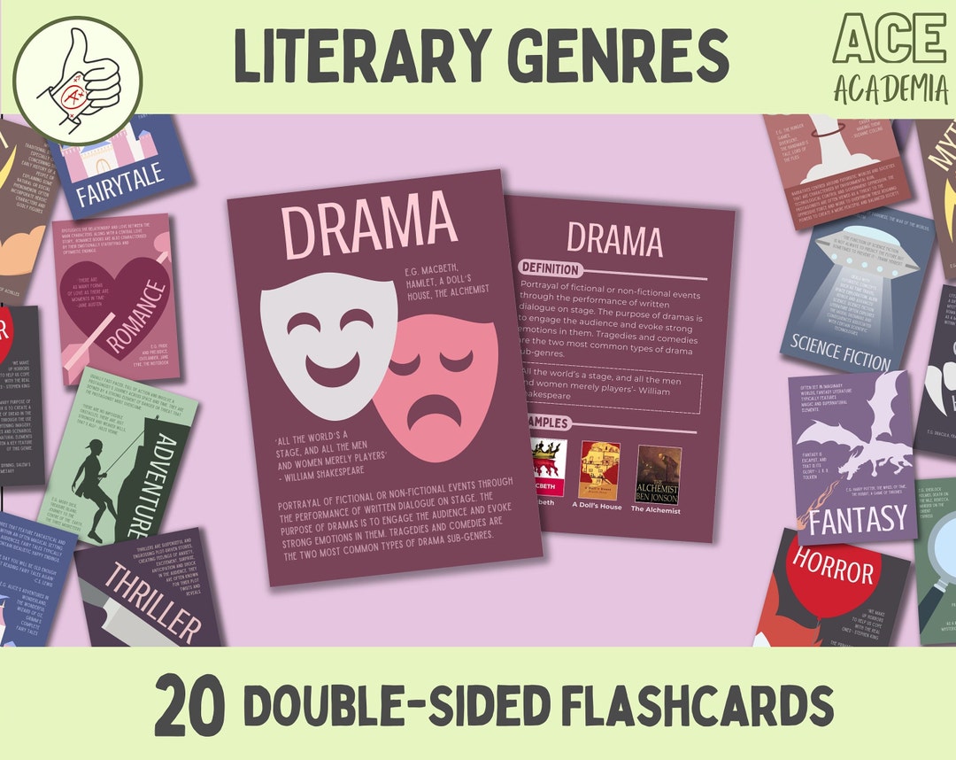 Set of 20 Literary Genre Flashcards for English Classrooms and School ...