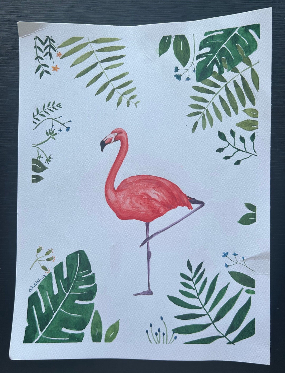 Watercolor Painting: A Dance of the Flamingo and Botanical Splendor - Etsy