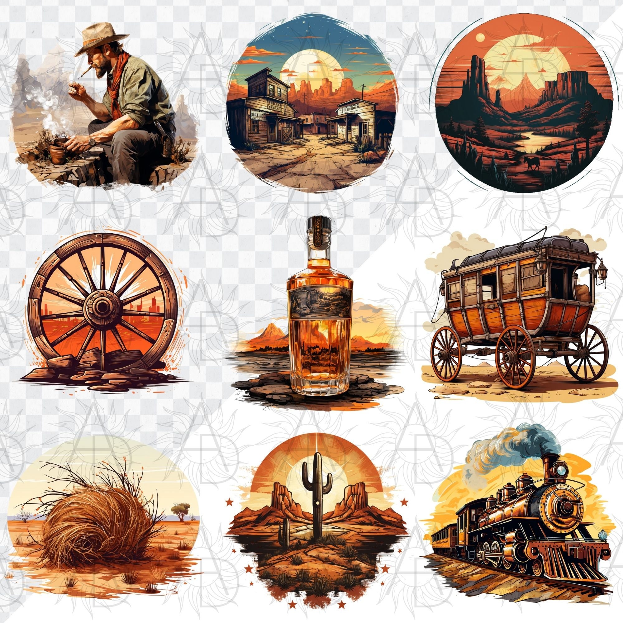Wild West Clipart Bundle | 30 PNG | Western Clip Art Cowboy Sublimation ...