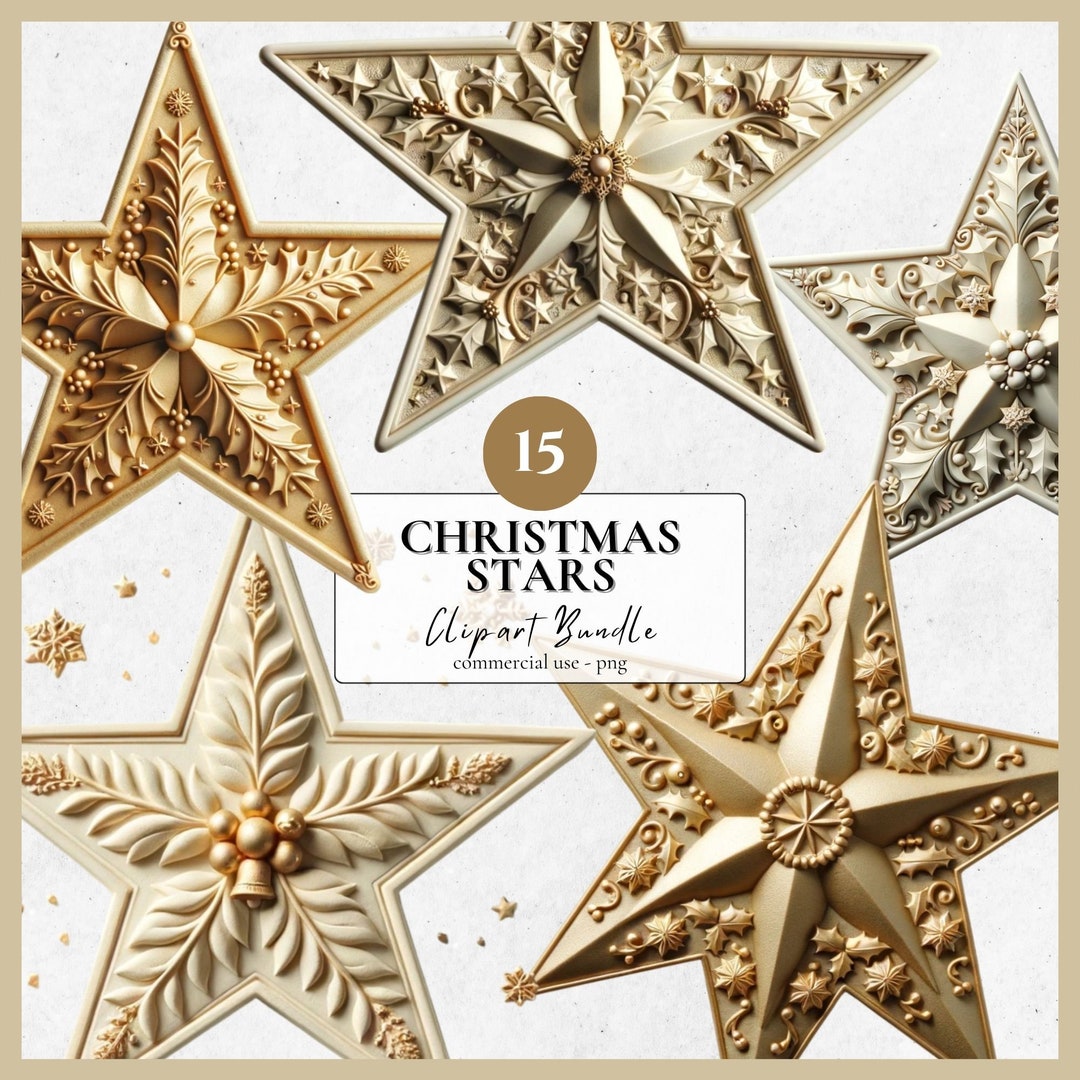 Christmas Stars Clipart Bundle | 15 PNG | Christmas Ornament Digital ...