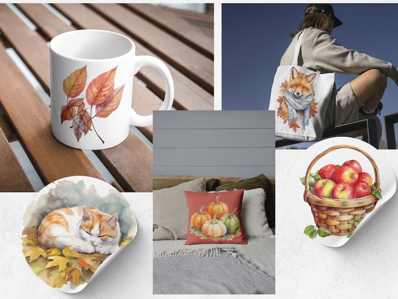 Watercolor Fall Clipart Bundle 25 PNG Digital Download Commercial Use ...