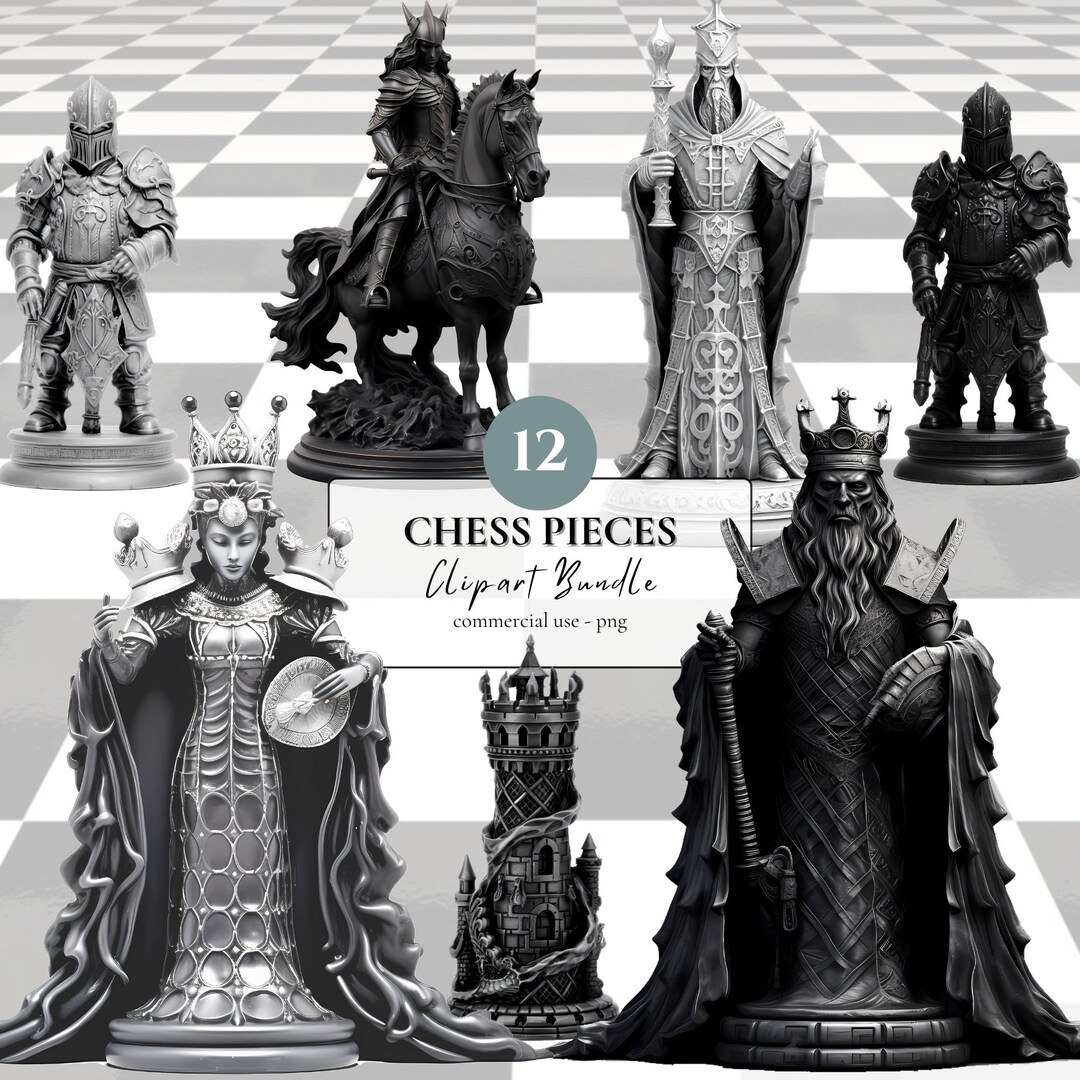 Chess Pieces Clipart: Wizard's Set, Transparent PNG (digital Download ...