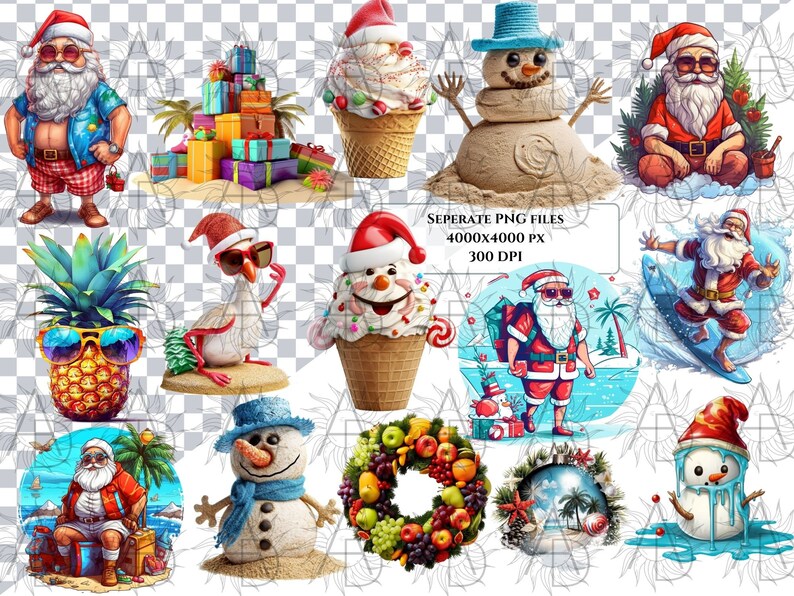 Christmas in July Christmas Graphics for Summer Christmas Clipart Santa ...