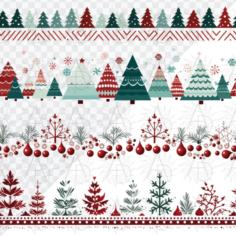 Christmas Borders Clipart Bundle: Festive PNG Seamless Patterns ...