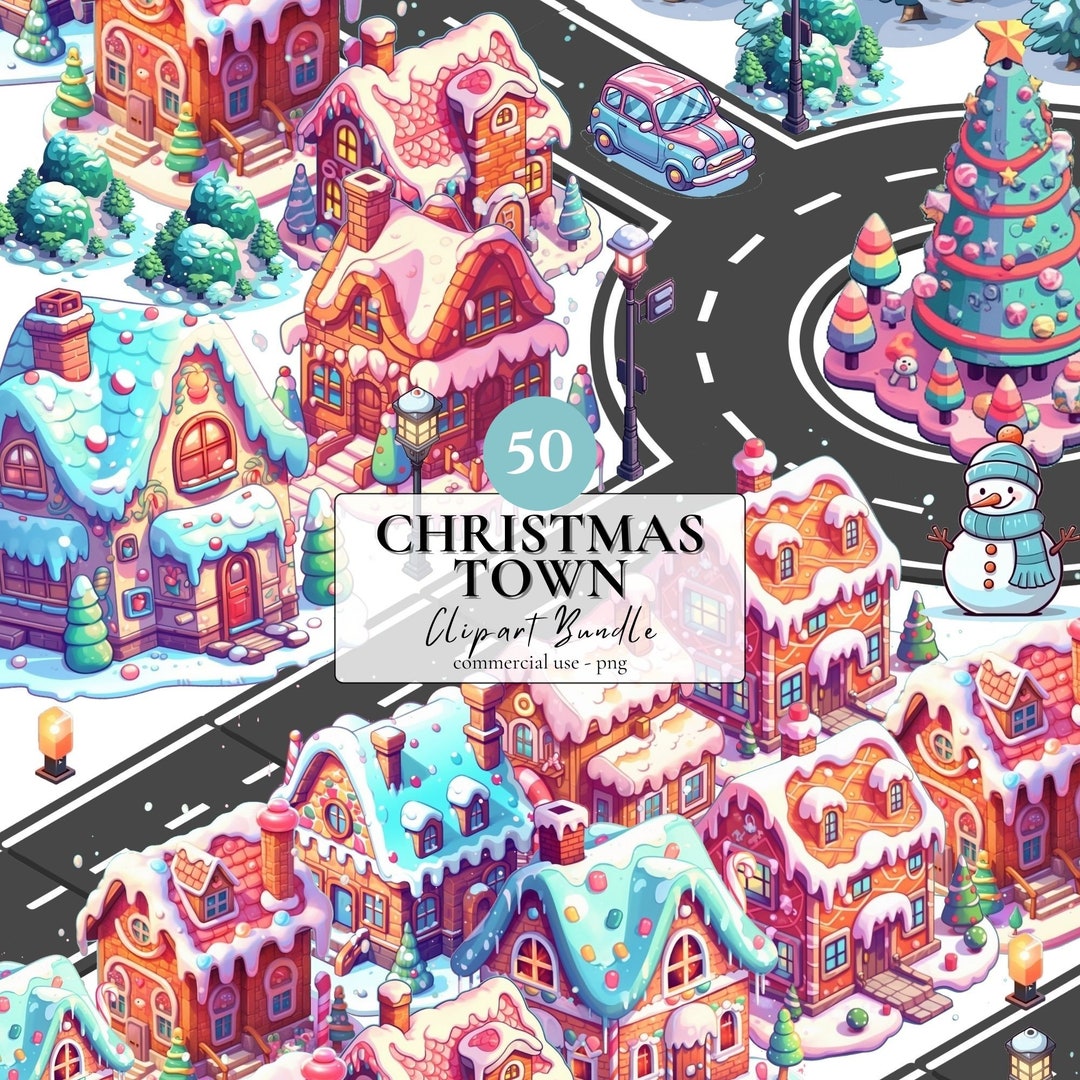 Christmas Town Clipart Bundle: 50 PNG Illustrations for DIY Crafts - Etsy