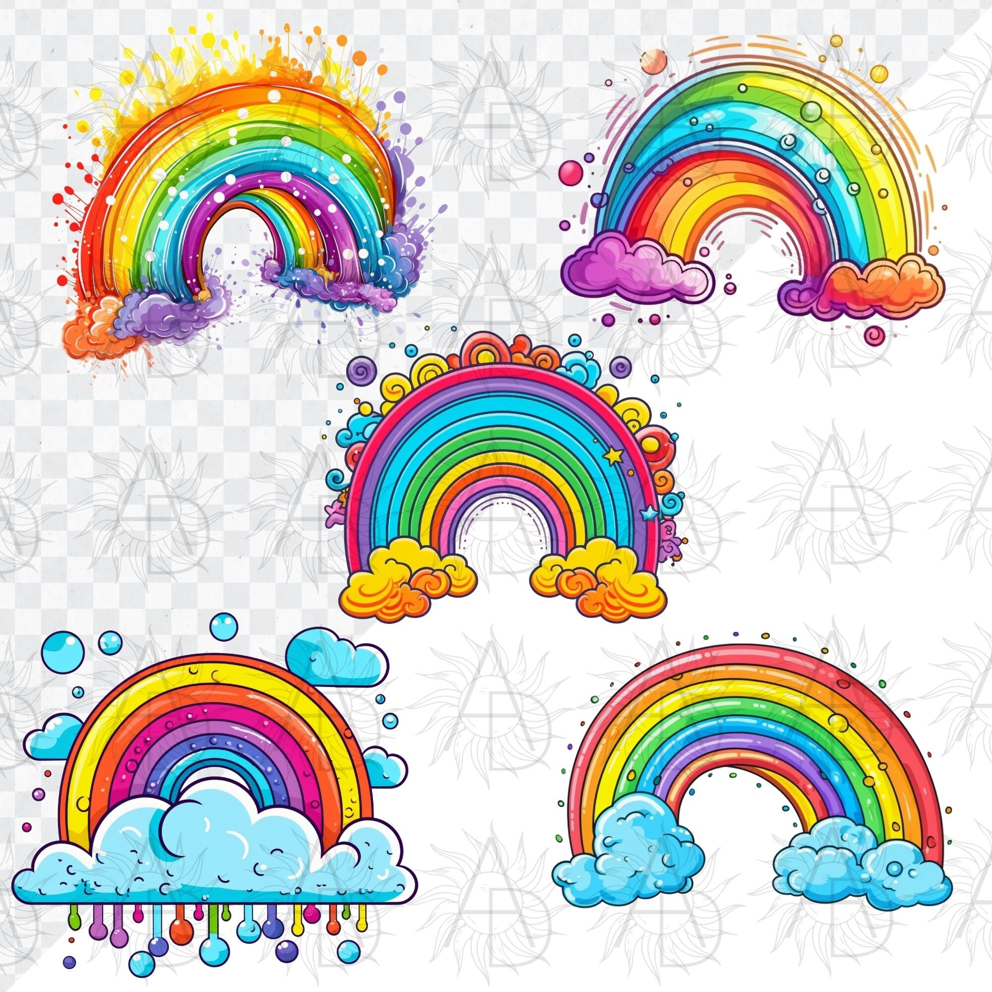 Rainbow Clipart Bundle | 10 PNG | Rainbow Digital Download Sublimation ...
