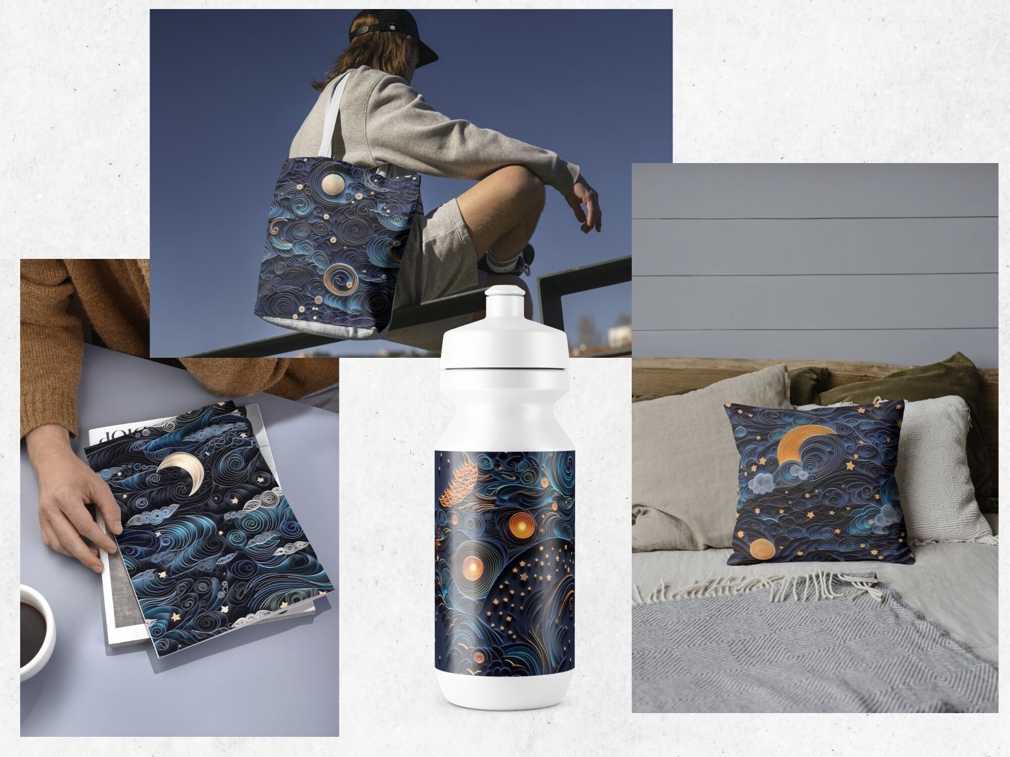 Paper Quilling Pattern Night Sky Seamless Pattern Paper Art Wallpaper ...