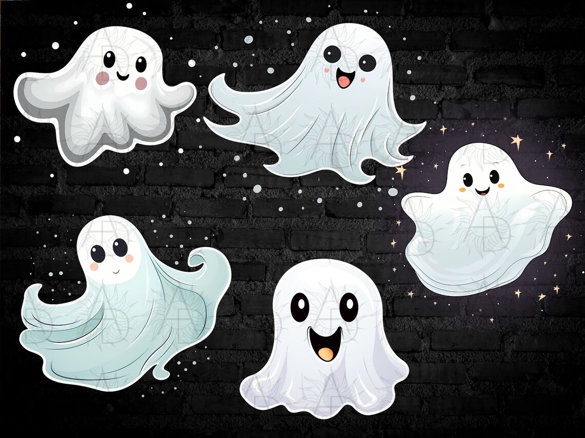 Cute Ghosts Clipart Bundle 10 PNG Cartoony Ghosts - Etsy
