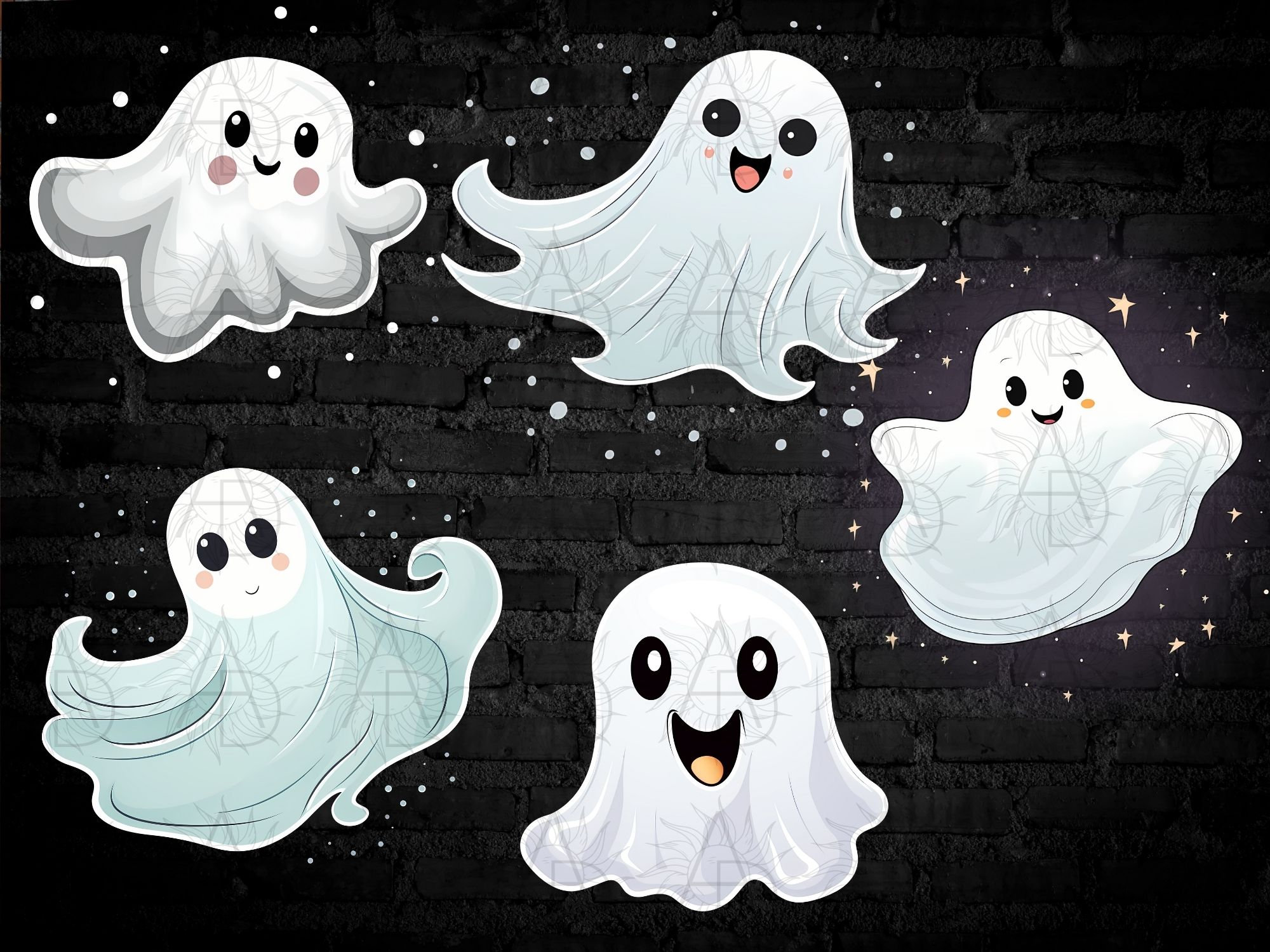 Cute Ghosts Clipart Bundle | Halloween Cartoons (PNG Digital Download ...