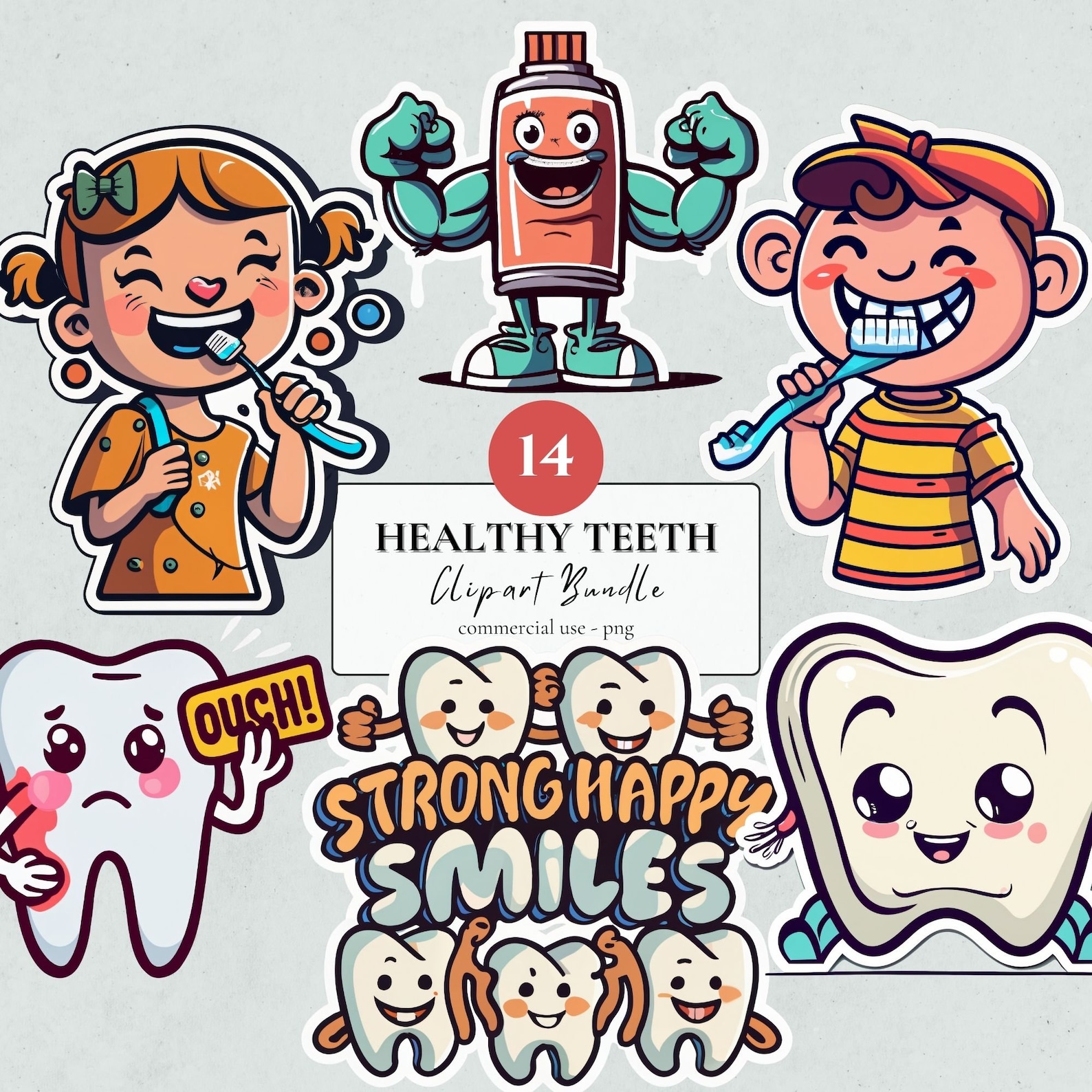 Healthy Teeth Clipart Bundle: Dental Care for Kids (14 PNG) - Etsy